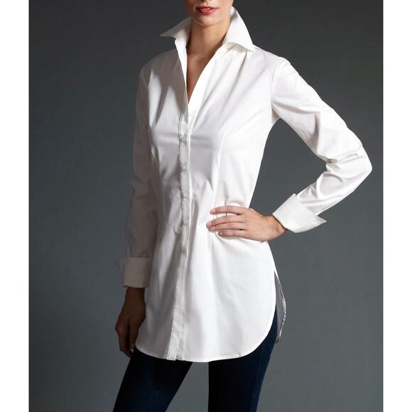 Finley | Tops | Finley Kaylynn Solid White Button Down Tunic Top Blouse Womens Large | Poshmark